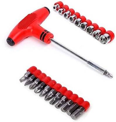 Adhvika T Shape red Screwdriver Set Batch Head Ratchet Pawl Socket ...