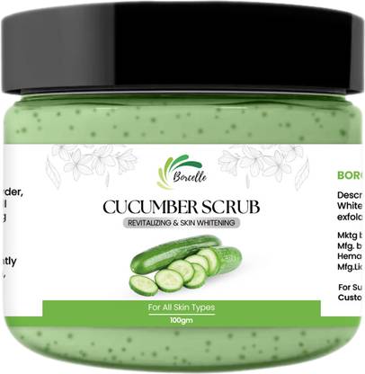 BORCELLE Cucumber Face Scrub for Glowing Skin,Oily,Dry Skin Scrub (100 ...