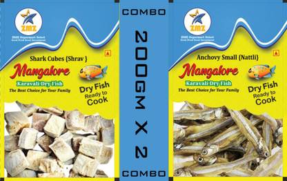 zmz Mangalore Karavali Dry Fish COMBO SHARK CUBES 200gm and ANCHOVY BIG ...