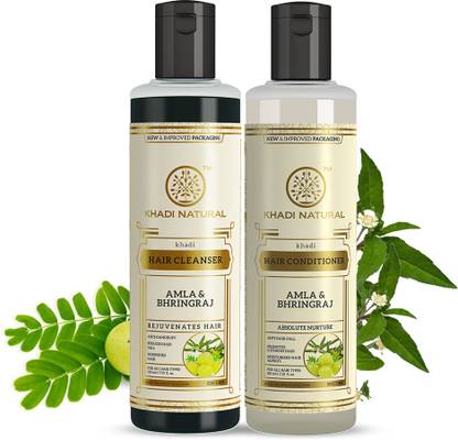 KHADI NATURAL Amla & Bhringraj Hair Shampoo/Cleanser and Hair Conditioner (Combo) (Pack of 2 ...