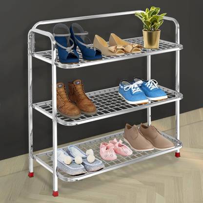 Plantex Stainless Steel Shoe Rack For Home/Slipper Stand/Chappal Stand ...