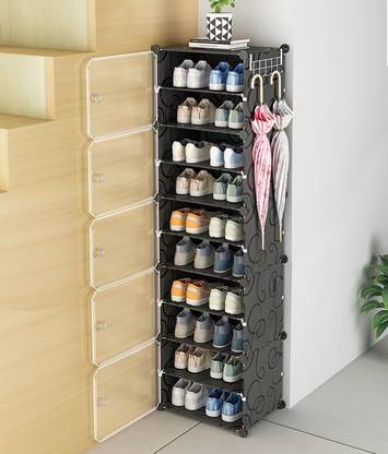 Sasimo 5 Door 10 Shelf Plastic Metal Plastic Collapsible Shoe Stand ...