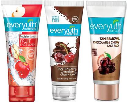 Everyuth Naturals Moisturizing Fruit Face Wash (50g), Tan Removal Scrub ...
