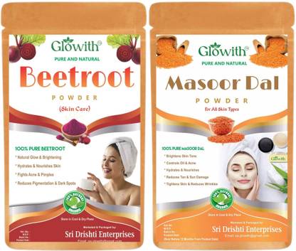 Glowith Beetroot Powder & Masoor Dal Powder for Face Pack - Price in ...