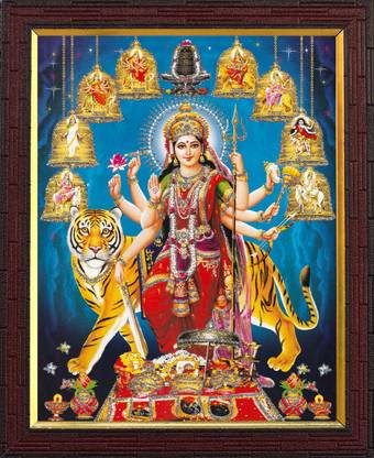 Cherriee Durga maa 9 roop Sparkle Coated photo painting for poojan 10 ...