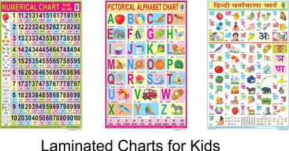 3 Charts for Kid's Learning| English & Hindi Alphabet With Number Chart ...