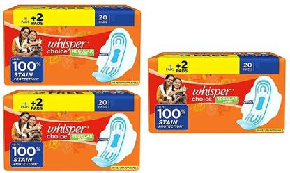 Whisper CHOICE REGULAR 230mm - 20+20+20 PADS Sanitary Pad | Buy Women ...
