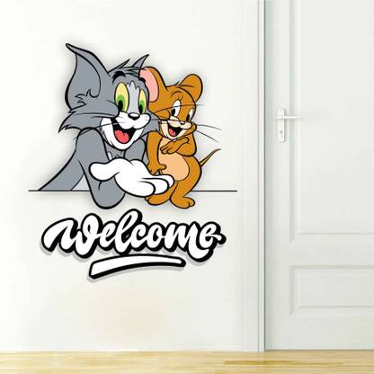 Azan Creation 53 cm Welcome tom and Jerry Wall sticker & Mural sticker ...