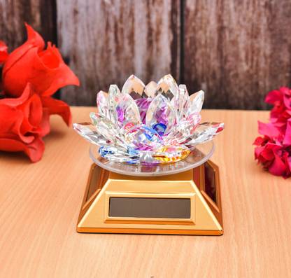 Archna Handicraft Multicolour Crystal Lotus with Manual Rotating Stand ...