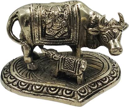 MAA MANSA DEVI Cow and calf (Brass) decorative statue sculpture ...