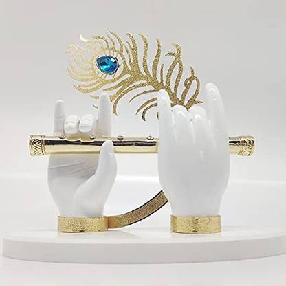 JSK ARTS Gold Plated Peocock Feather with White Krishna Ji Hands with ...