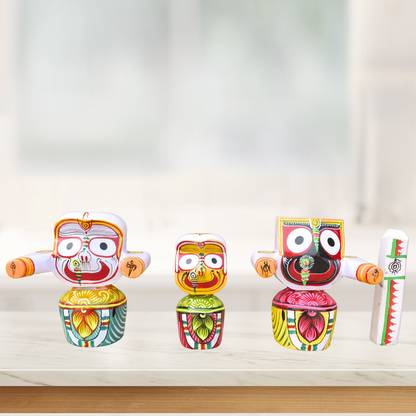 Real Craft Intricately Designed Wooden Jagannath Puri Set Decorative ...