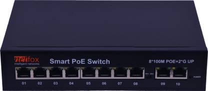 netfox 10 Port POE Switch (8 FE POE + 2 GIGA Uplink POE)120W 8 Ports 100 Mbps Unmanaged Network ...