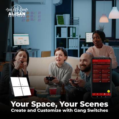 ALISAN SMART HOMES Wi-Fi Smart Gang 4 Touch Switch | No Hub Required ...
