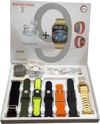 BalajiCommunication (10 in One Set) Watch 9 Max+Airpods Pro/Seven Straps/Wireless Charger ...