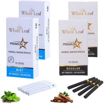 White Leaf Herbal Mint Cigarettes, Regular Flavoured King Size Herbal ...