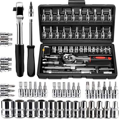 FABUNIK 46-Piece 1/4-inch Screwdriver Drive Socket Wrench Set Ratchet ...
