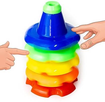 WiseWalker Kids 5 Colorful Stackers Spinner Activity Stack & Spin ...
