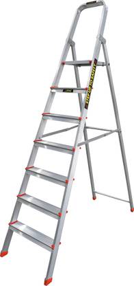 EMAC Aluminium Heavy-Duty 7 Steps Foldable Ladder with Safety Locking ...