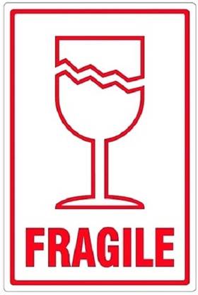 BlackDreams 15 cm Fragile Stickers/Labels with Attractive Big Glass ...