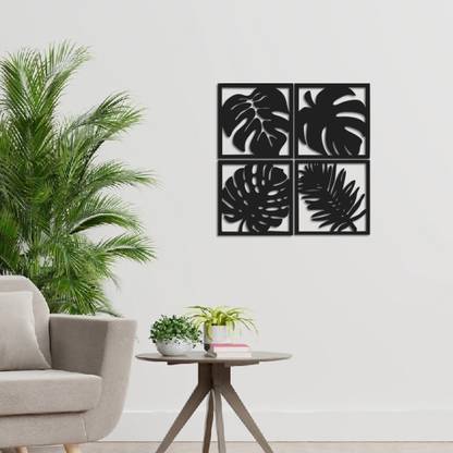 WallWear 56 cm Wooden Mdf cutouts Leaf Plaque Painted Cutout Wall Art ...