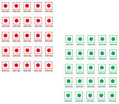 BlackDreams 2 cm Food Veg & Non-Veg Mark Stickers 20x15mm (100% Veg ...
