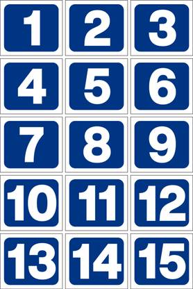 ShubhFly 11 cm Big Number Sticker 1 to 15 Digits Blue Colour Number ...