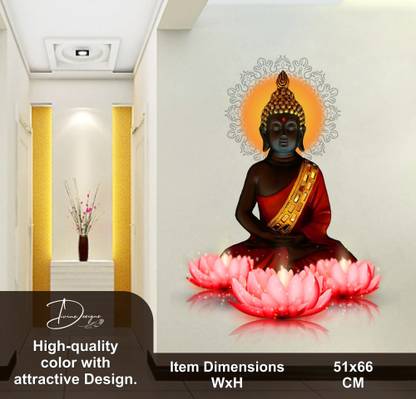 DivineDesigns 51 cm Buddhism Gautam Buddha Wall Sticker Self Adhesive ...