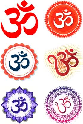 ShubhFly 15 cm Om Sticker Six Stylish Om Symbol Designs for Wall, Door ...