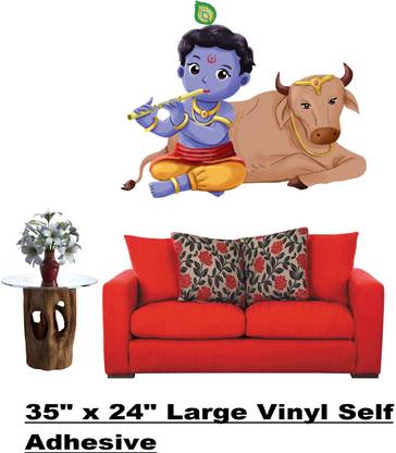 SRD 88.9 cm 35" x 24" Little Kanha with cow Self Adhesive Sticker Price ...