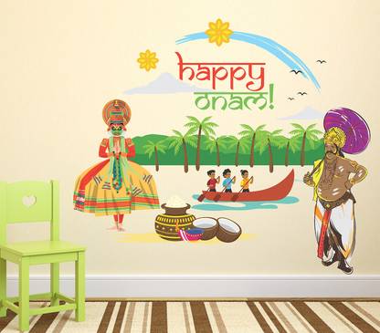 LANSTICK 106.68 cm HAPPY ONAM STICKER Self Adhesive Sticker Price in ...