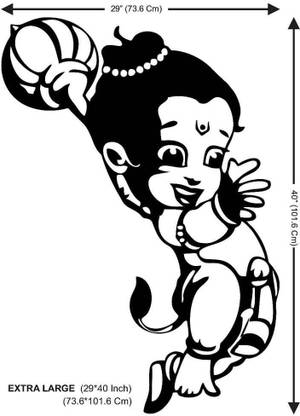 ROYALEND 60 cm Baal Hanuman Ji Sticker Wallpaper For Home Self Adhesive ...