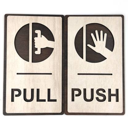 tulay 17 cm Push Pull Wooden Sign Board stickers for glass door ,Office ...