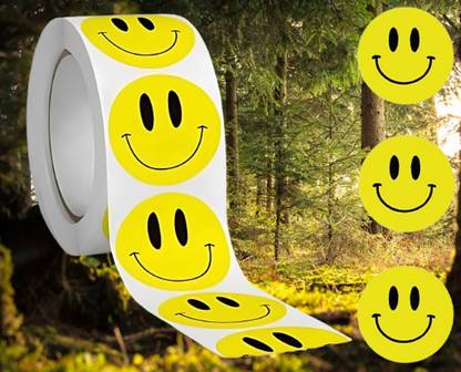 Taptocart 2.5 cm Smiley Face Stickers Roll for Learning Decoration Self ...
