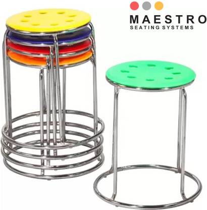 MAESTRO Set of 5 Mix Color Plastic Round Stool for Kitchen Cafeteria ...