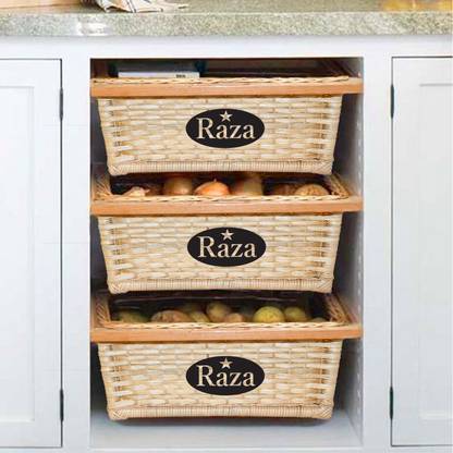 RAZA Wooden Wicker Basket Modular Kitchen Pull Out Basket Vegetable ...