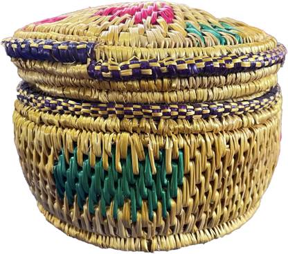 Mithila Moonj Grass Box Seagrass Mithila Art & Craft Works Moonj Grass ...