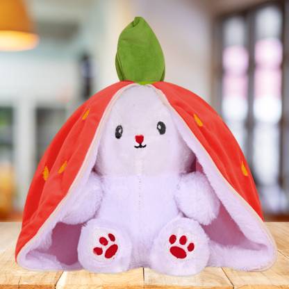 DIKANG Carrot/ Strawberry Rabbit Soft Toy,Reversible Bunny Plushie ...