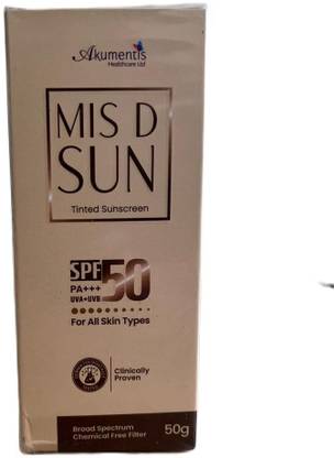 Mis D Sun Sunscreen - SPF 50 PA+++ TINTED SUNSCREEN - SPF 50 - Price in ...