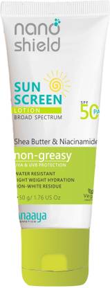 Nano Shield Sunscreen - SPF 50 PA+++ Shea Butter & Niacinamide Sunscreen Lotion - Price in India ...