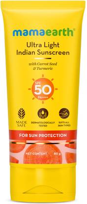 Mamaearth Sunscreen - SPF 50 PA+++ Sunscreen Lotion For Indian Skin ...