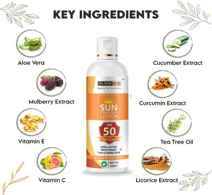 Glowee Sunscreen - SPF 50 PA++ Sunscreen lotion All Day Cream, UVA/UVB ...
