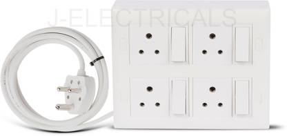 JELECTRICALS Premium Modular Extension Board With 3 Core Wire 4 Socket ...
