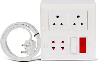 JELECTRICALS Premium Modular Extension Board With 3 Core Wire 4 Socket ...