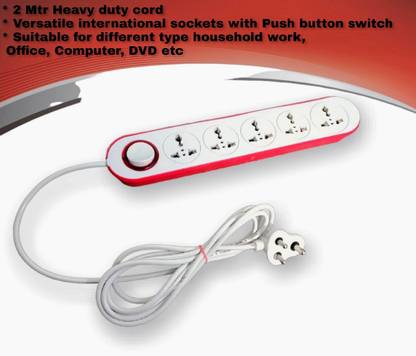 Everun electrical 5way 2.5 mtr cable universal socket Surge protector ...
