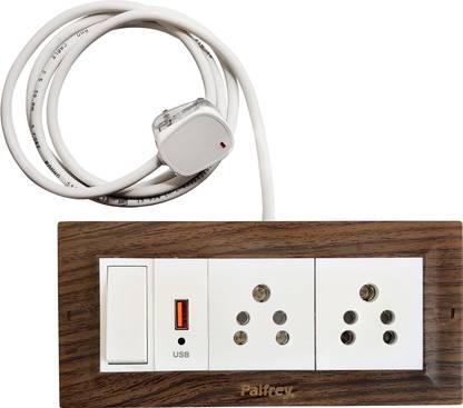 PALFREY Extension Board-One Switch+Two Socket with USB|2 meter Wire ...