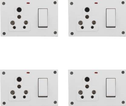 HI-PLASST 16a switch-Socket Combined pvc board (pack of 4) 1 Socket ...