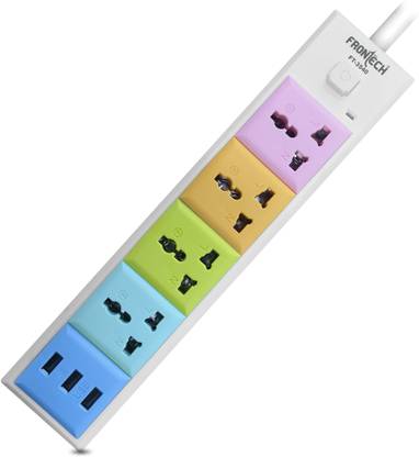 Frontech Multi Plug Power Strip with Spike| 3 USB Ports| 4 Universal ...