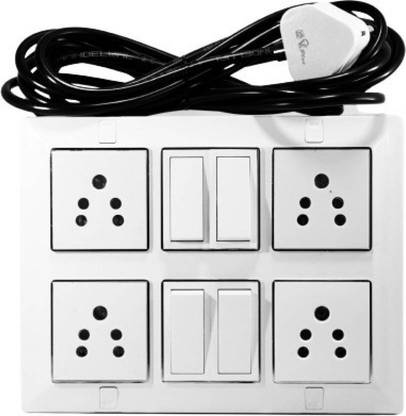 SEPBORN (Modular 4 Socket + 4 Switch) 6A Extension Board Multi Outlet ...