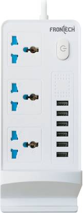 Frontech Multi Plug Power Strip with Spike|6 USB Ports | 3 Universal ...